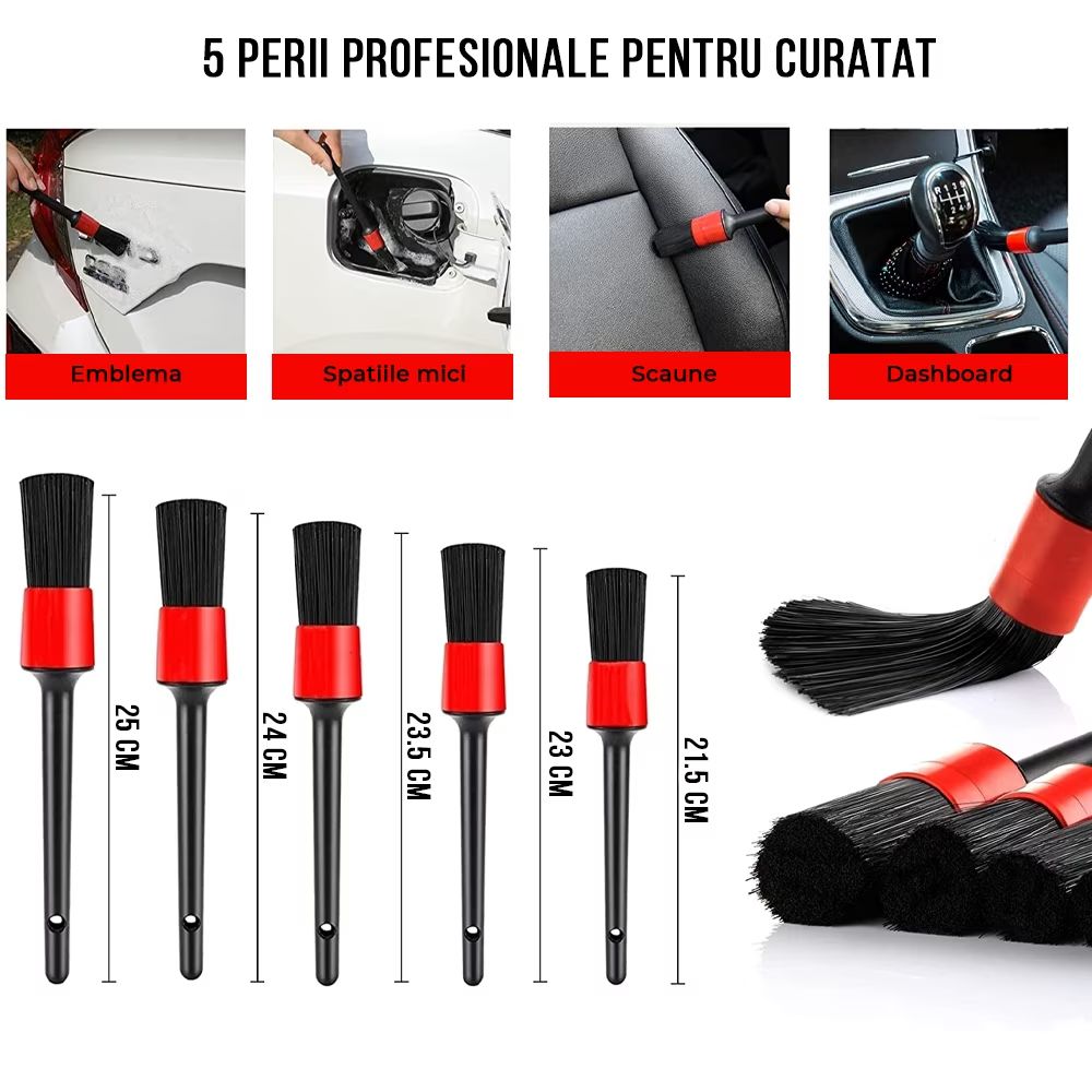Set Profesional Detailing Auto 18 Piese pentru Curatare Interior ...