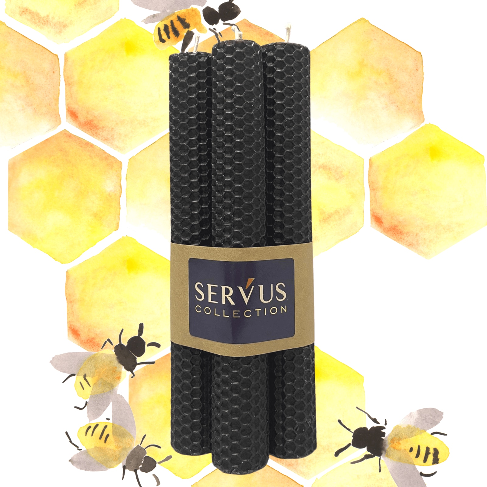 Комплект от 4 свещи от пчелен восък в естествен цвят - черни H30/3, 5 см - eMAG.bg