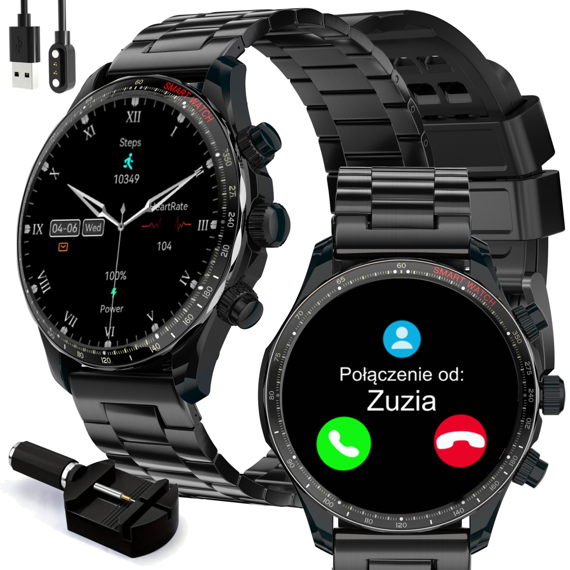 Smartwatch, KM68, Barbatesc, Rezistent la apa, Elegant/Sportiv, Functie ...