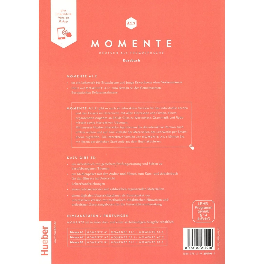Momente A1.2 Kursbuch plus interaktive Version ; Sandra Evans - eMAG.ro