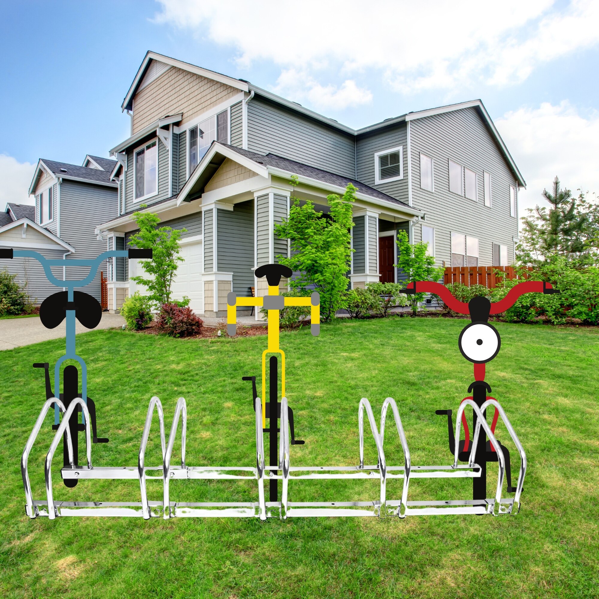 Suport pentru 5 biciclete, stationare cu securitate GALAXIA®, maner de ...