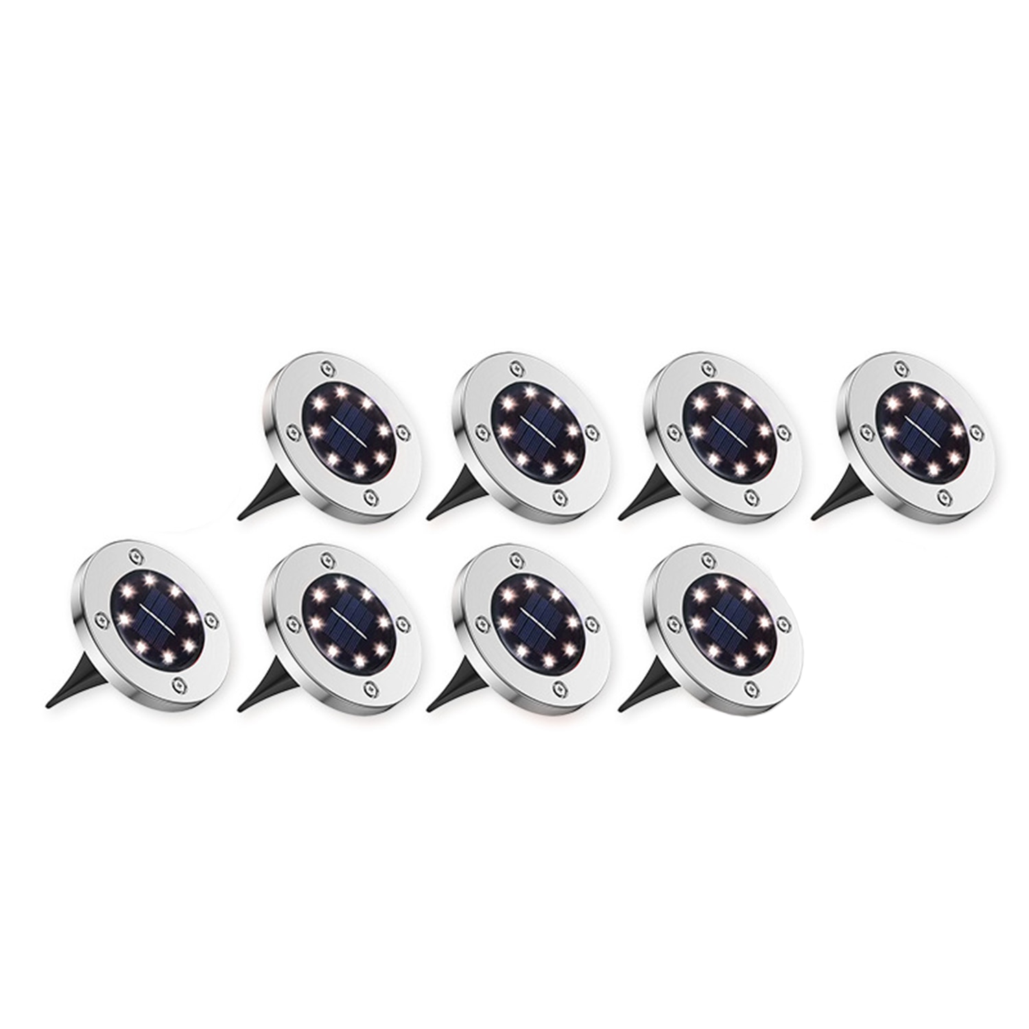 Set 8 lampi solare de podea, Tip Spot Cu 8 Leduri, Pentru Gradina ...