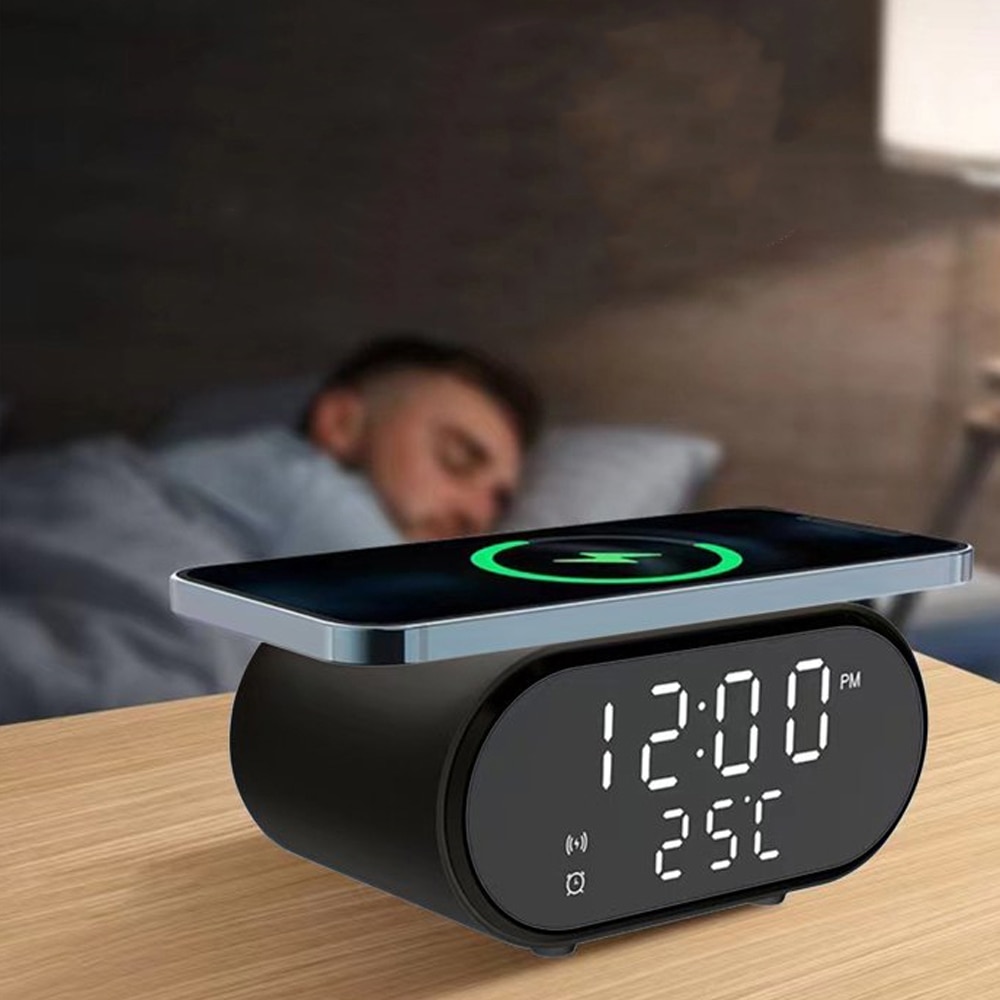 Ceas cu Incarcare Wireless pentru Telefon Saiconcept®, Afisaj LED ...