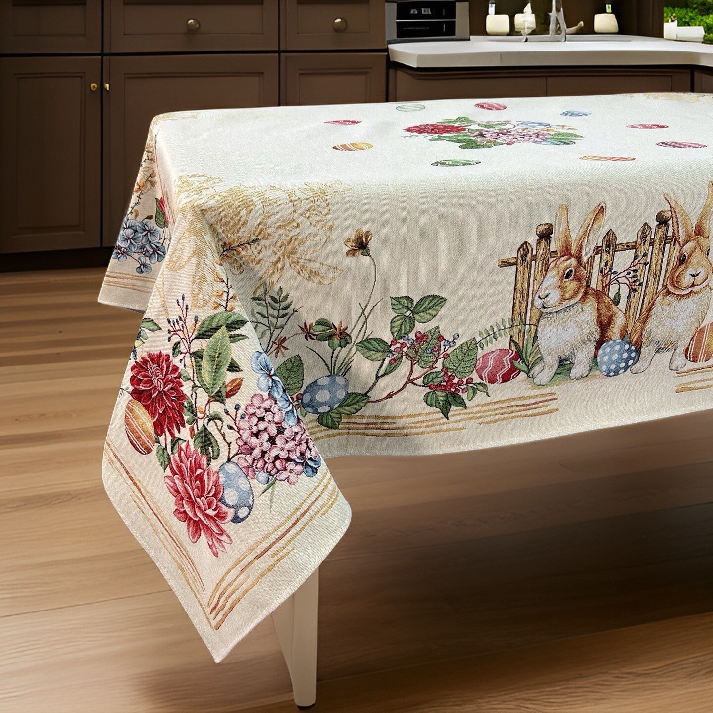 Fata de masa groasa de Paste, bej cu model color, 140 x 180 cm - eMAG.ro