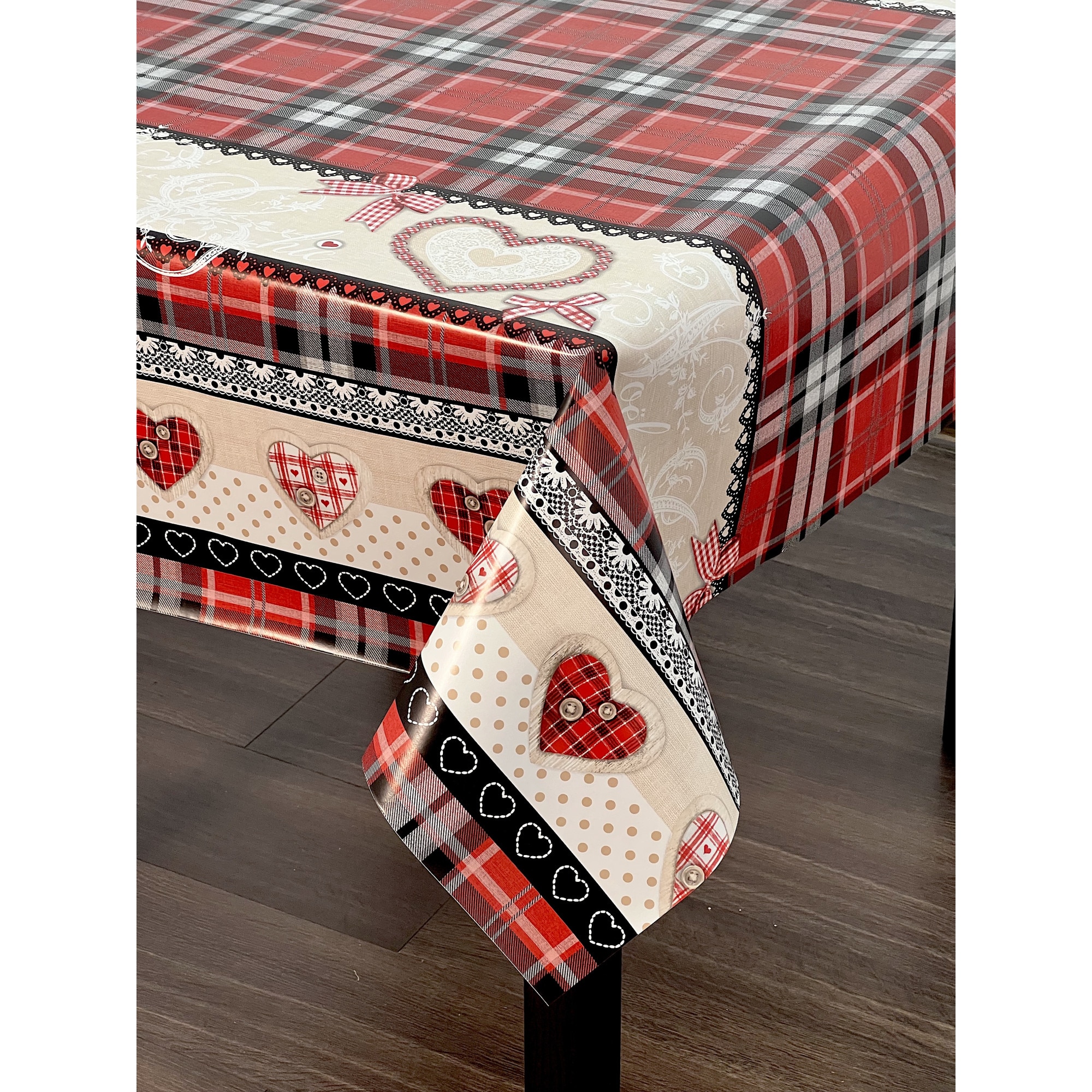 Fata de masa tip musama, Inima rosu 100 x 140 - eMAG.ro