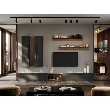 Set Mobila Living, Graphic, C07, Gri Antracit, L 300 x A 25 x H 185 cm ...