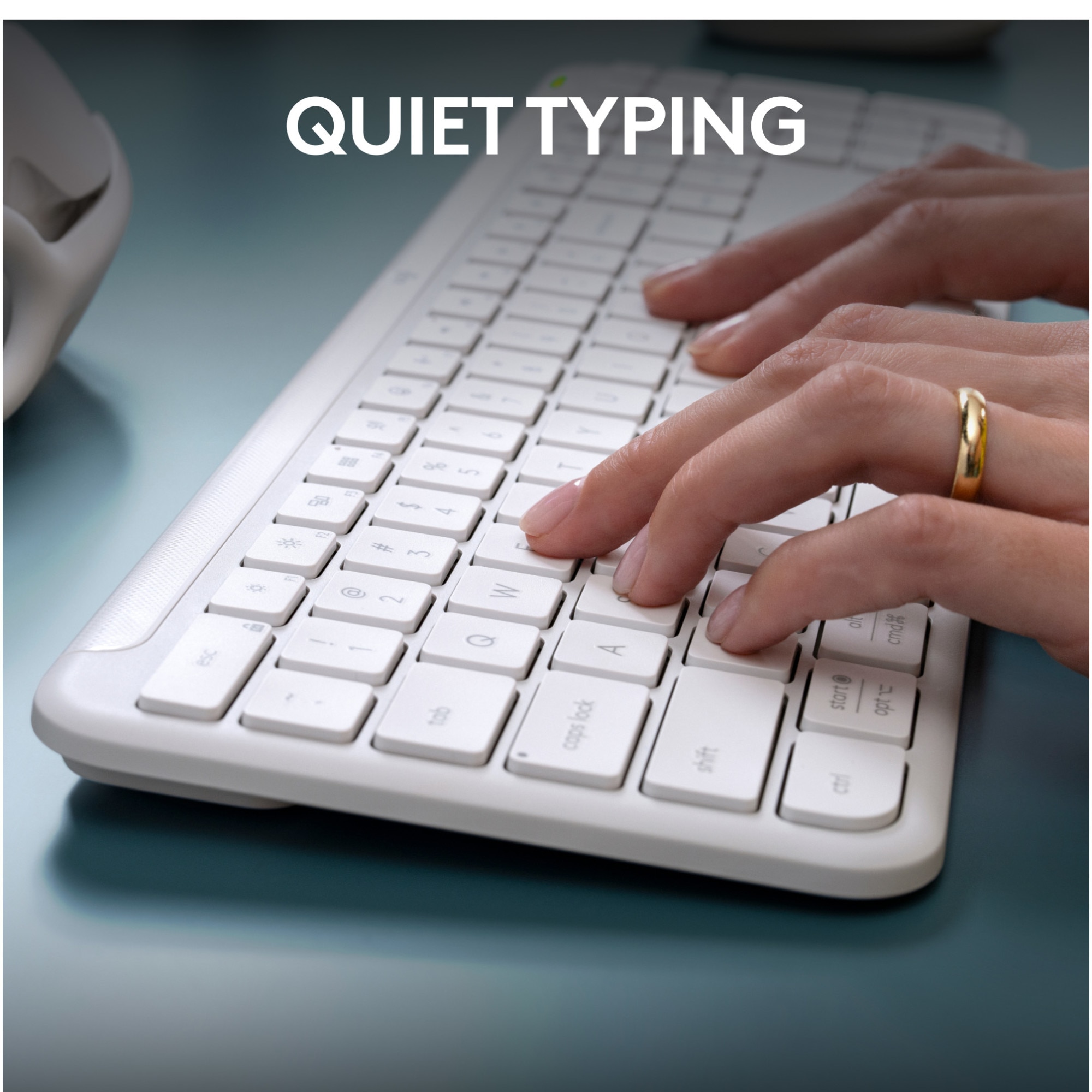 Безжична клавиатура Logitech Signature Slim K950, 2.4GHz&Bluetooh, Бял ...