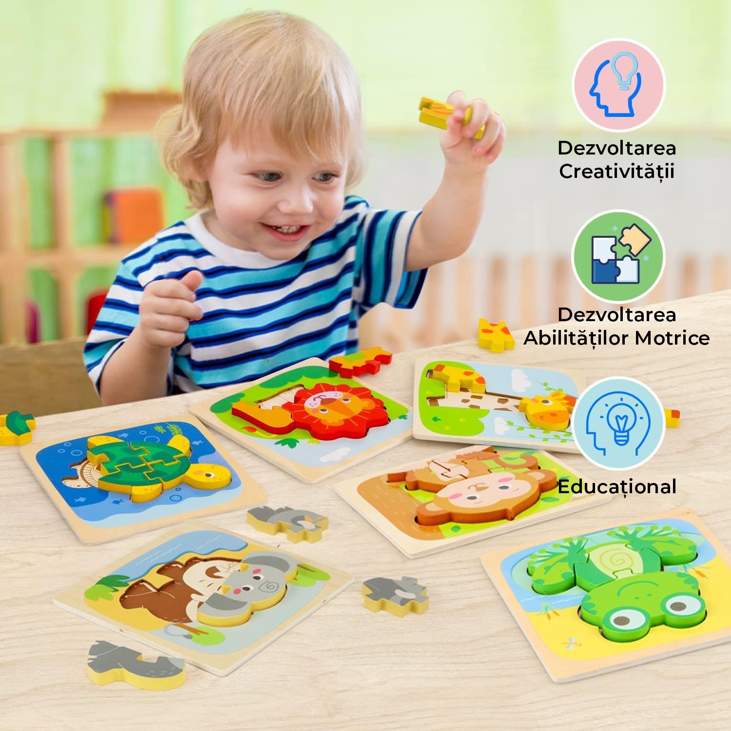 Set Puzzle Interactiv Elindor® pentru Copii 1-3 Ani, Jucarii ...