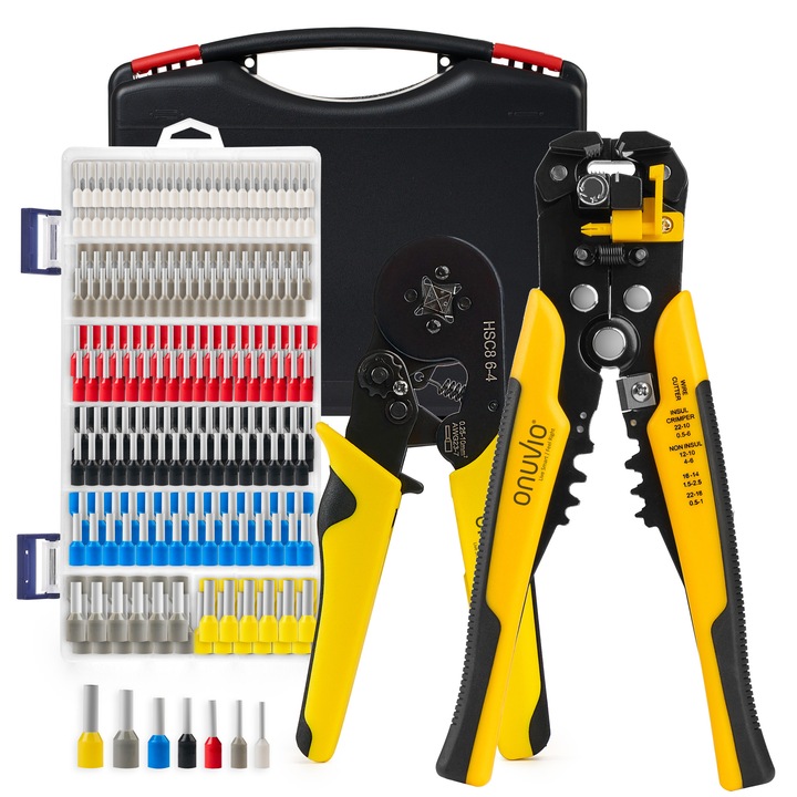 Trusa Sertizare Cabluri Electrice Onuvio™, Ferule, Cleste Dezizolare ...