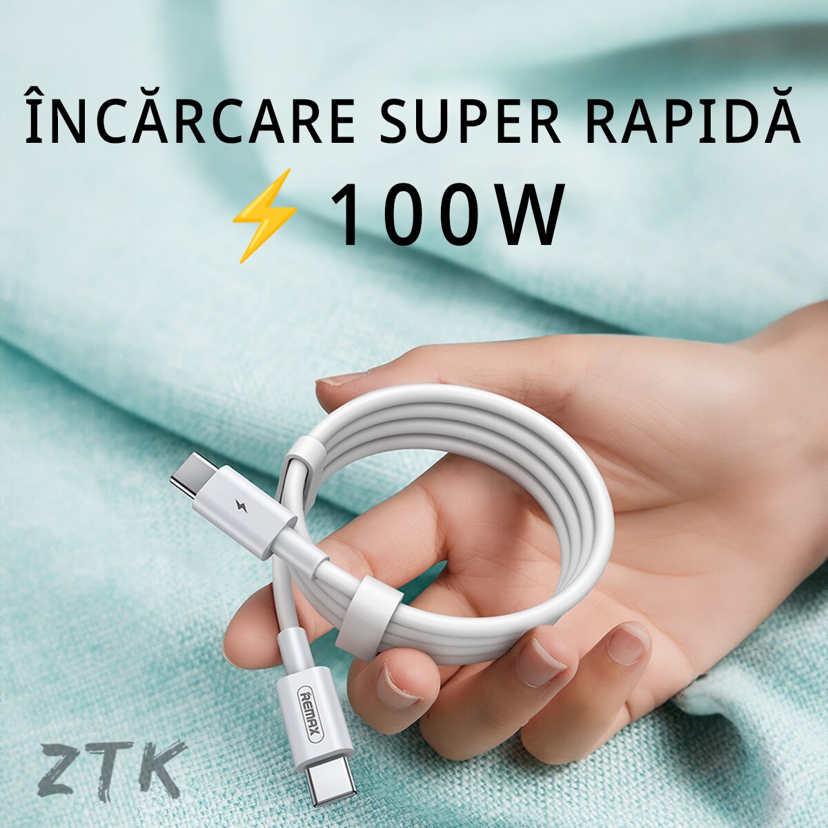 Cablu USB Type C la Type C, Incarcare Super Rapida, 100W PD, Remax ...