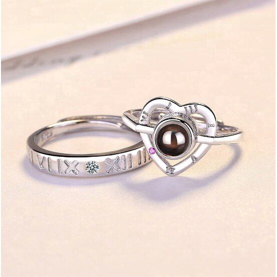 Inel dublu MBrands din argint 925 care proiecteaza cuvantul " Te Iubesc ...