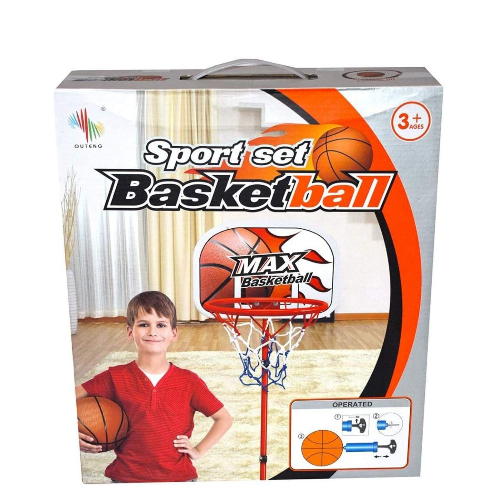 Cos de baschet cu stativ portabil, minge, pompa si plasa pentru cos ...