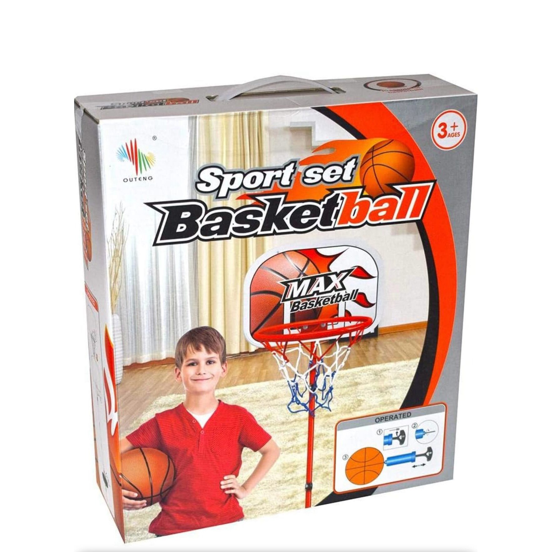 Cos de baschet cu stativ portabil, minge, pompa si plasa pentru cos ...