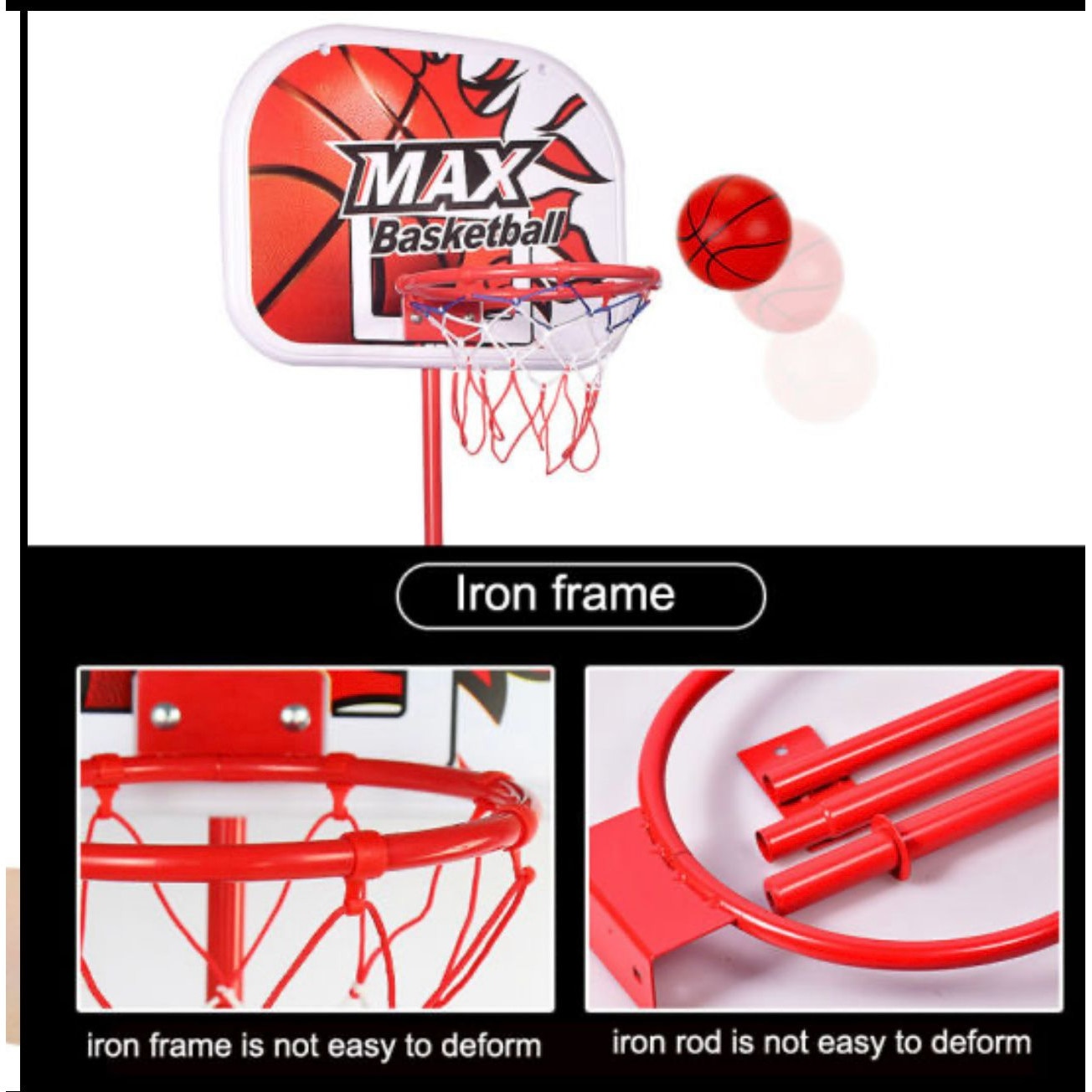 Cos de baschet cu stativ portabil, minge, pompa si plasa pentru cos ...