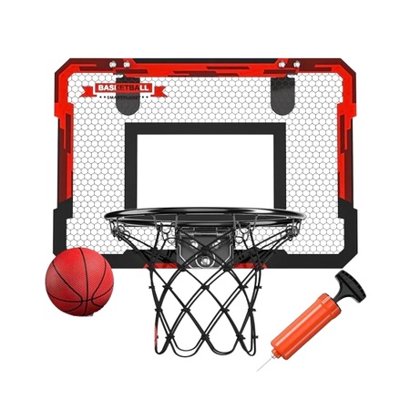 Cos mini-baschet pentru copii ARIN®, inel rabatabil, minge si pompa, 8 ...