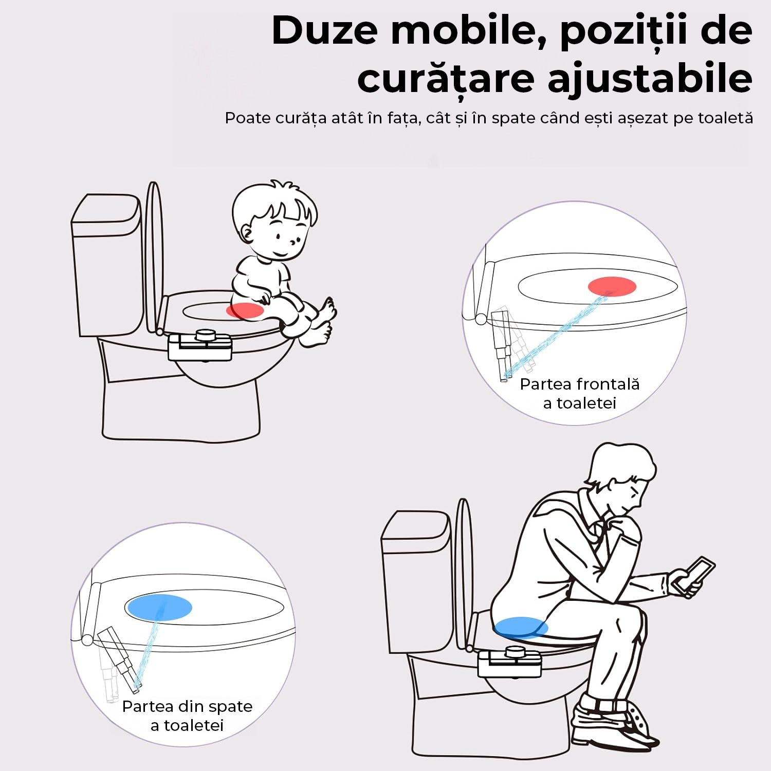 Bideu retractabil pentru toaleta cu auto curatare, Control de Presiune ...