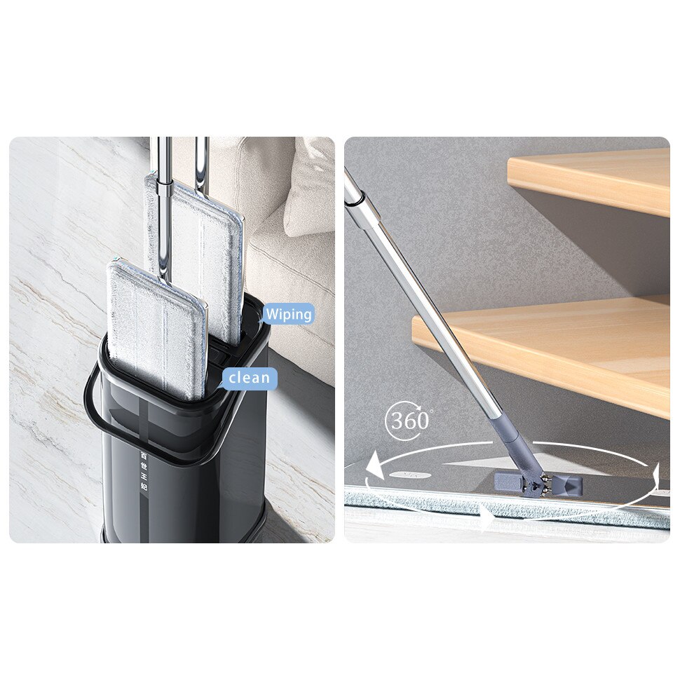 Set galeata mop plat DreamRamp din inox, galeata dreptunghiulara ...