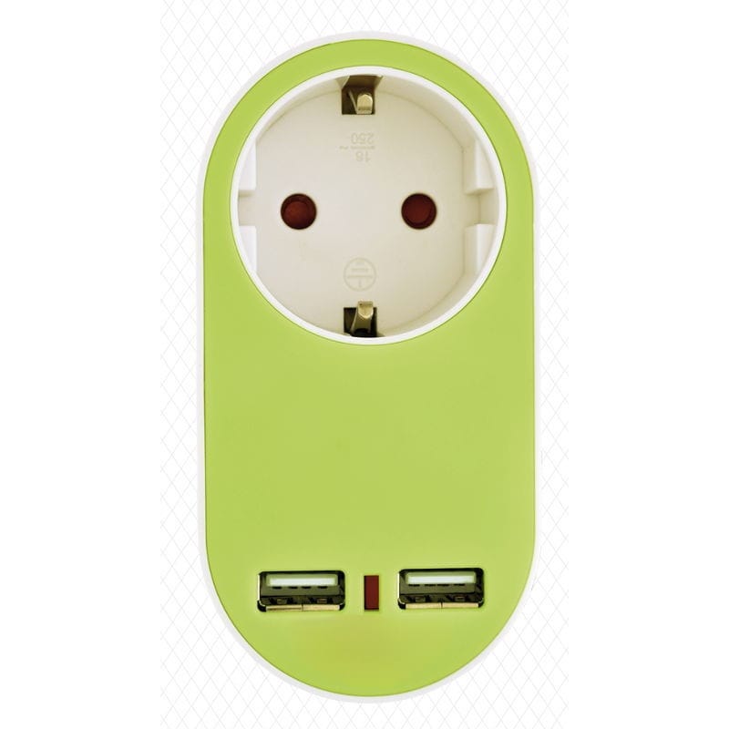 Adaptor priza Schuko, 2xUSB, 2.4A-Port, IP20 - eMAG.ro