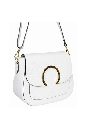 Geanta de umar dama, Piele naturala, Alb - eMAG.ro
