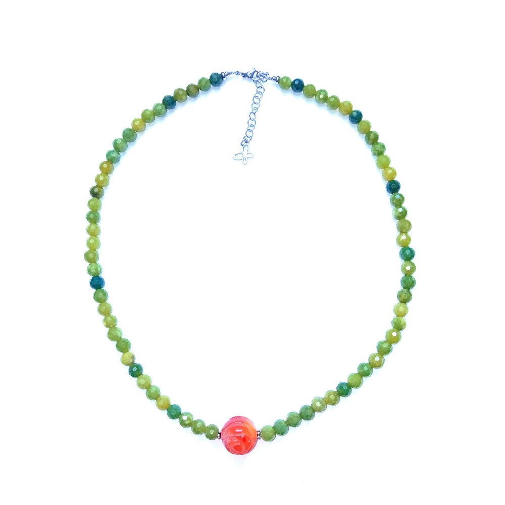 Colier Jad Verde Si Carneol, 45 cm - eMAG.ro