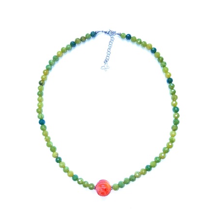 Colier Jad Verde Si Carneol, 45 cm - eMAG.ro