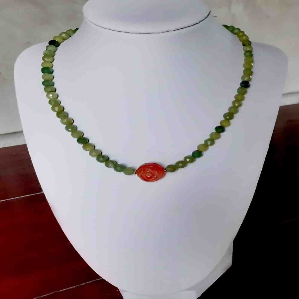 Colier Jad Verde Si Carneol, 45 cm - eMAG.ro