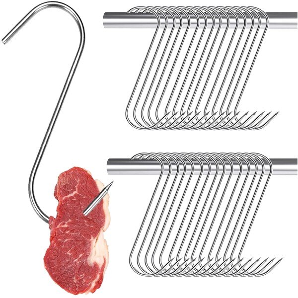Set 30 Carlige afumatoare carne, macelarie Depox, 17 cm, inox - eMAG.ro
