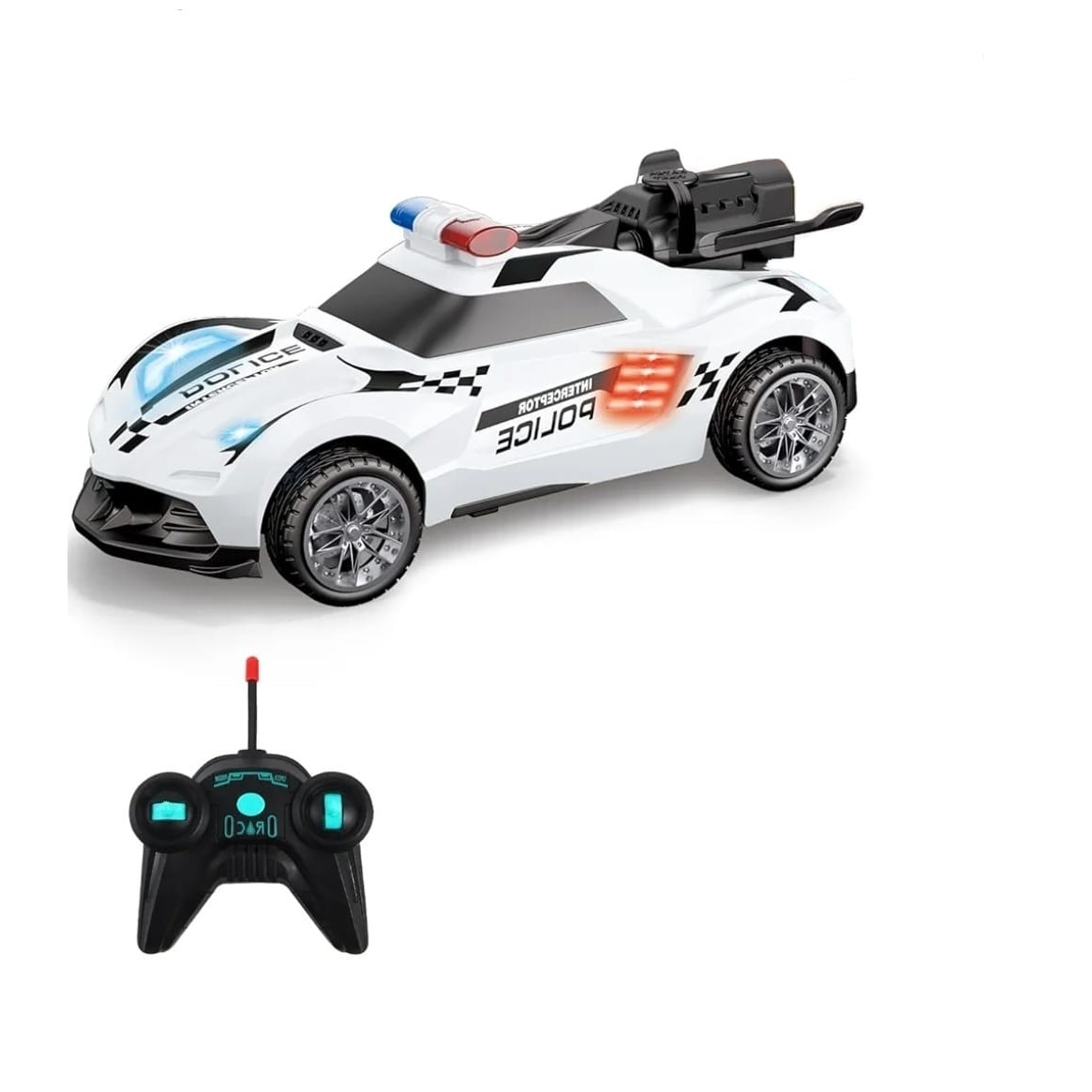 Masinuta cu telecomanda, Politie, scoate fum, scara 1:18, lumineaza ...