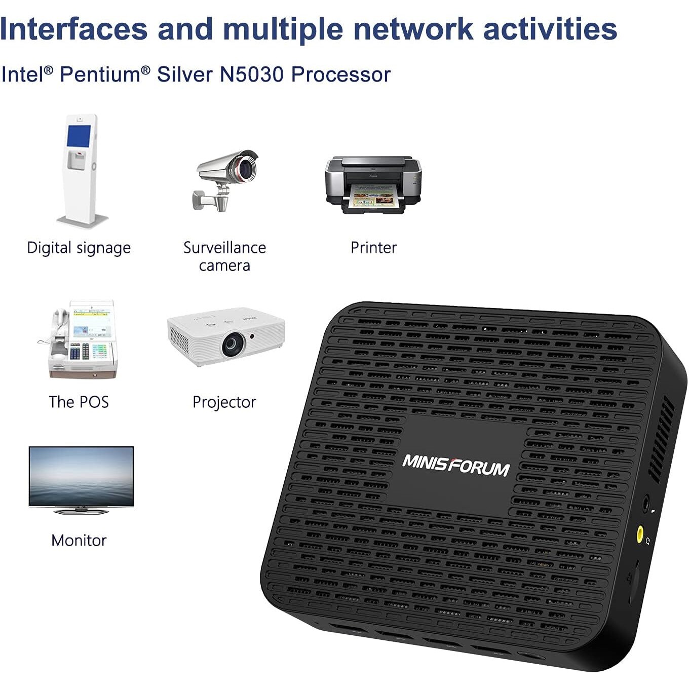 Mini PC Fanless GK50, CPU Intel Pentium Silver N5030, 8GB DDR4, 128GB ...