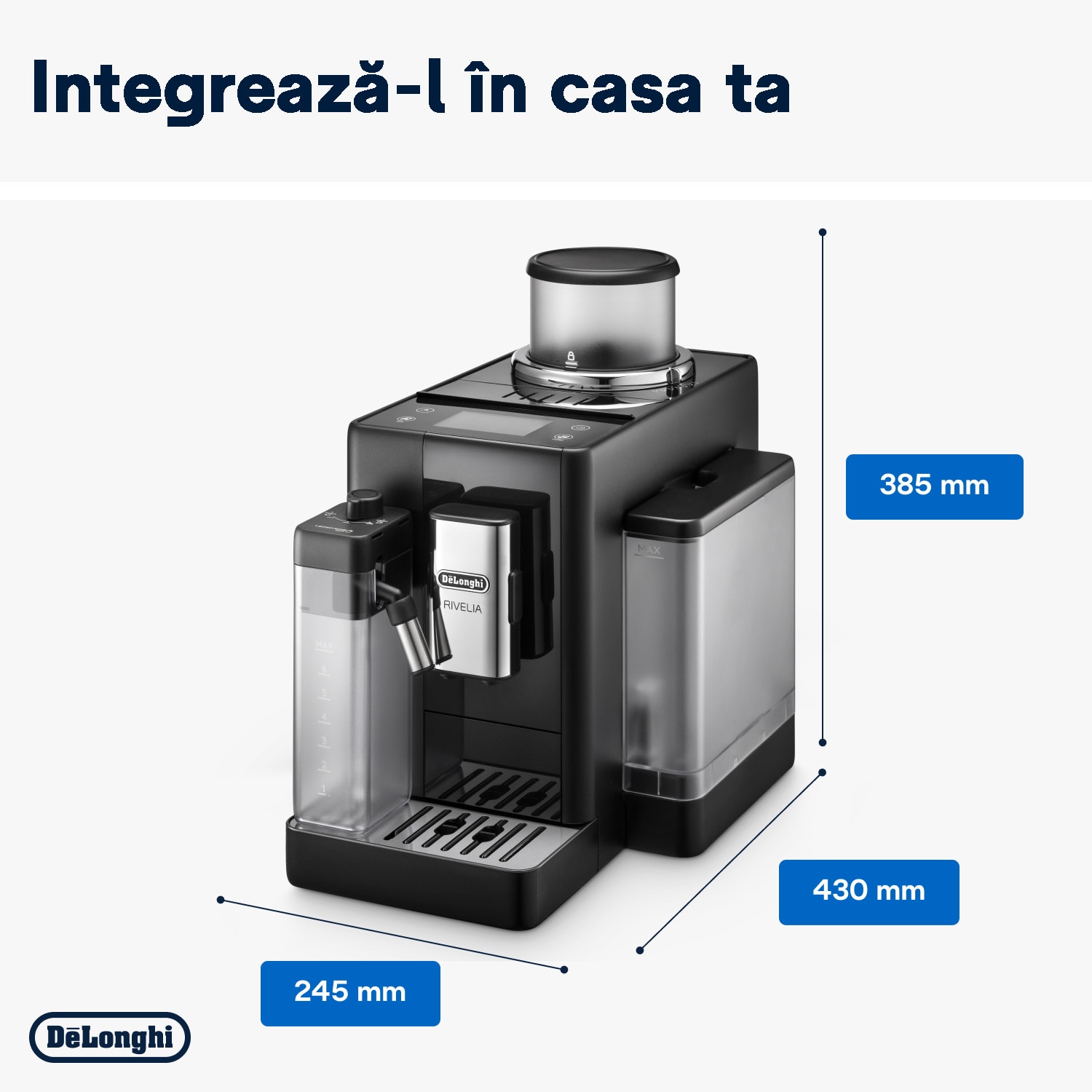Espressor automat De’Longhi Rivelia EXAM440.55.B, 18 bauturi, 2 ...