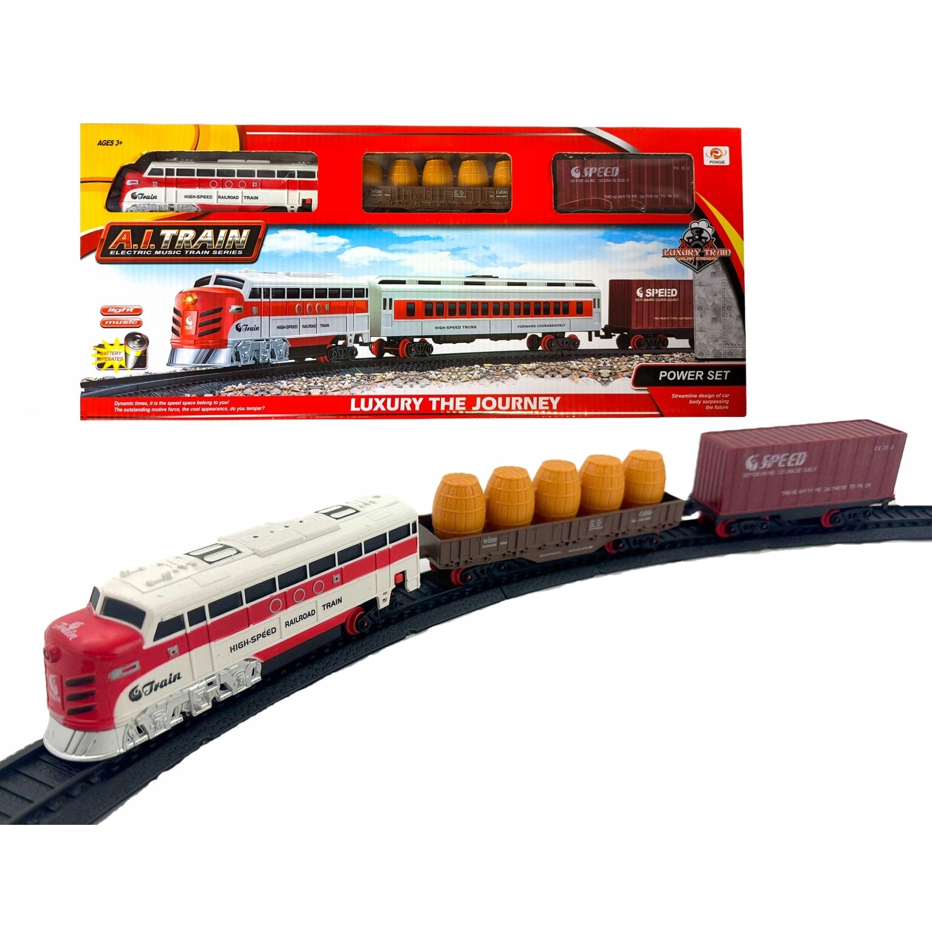 Set tren de jucarie pentru copii, Mini model electric, cu lumini ...