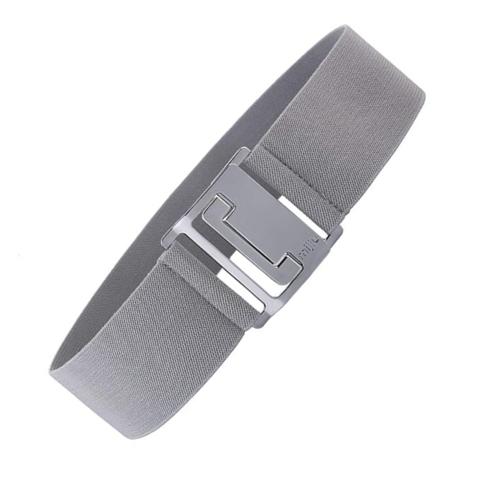 Curea elastica, lata pentru dama, Sintetic/Metal, 74 -100 cm, Gri ...