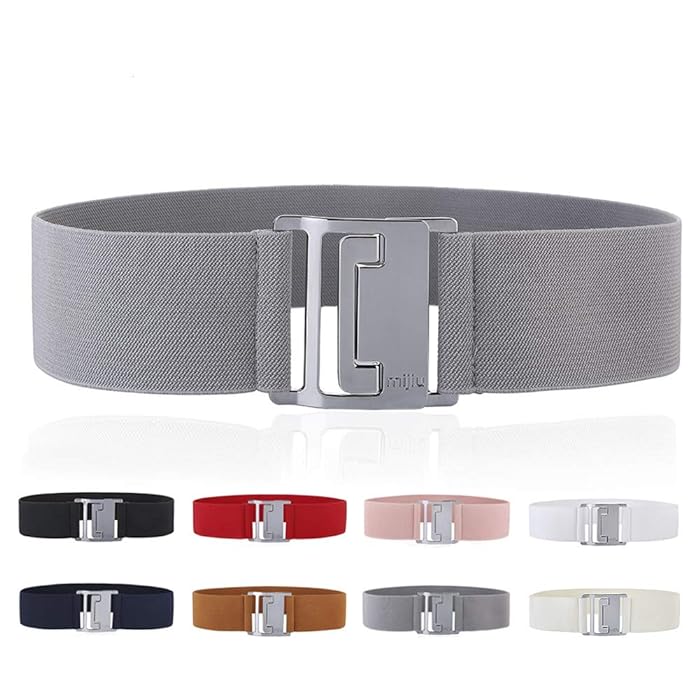 Curea elastica, lata pentru dama, Sintetic/Metal, 74 -100 cm, Gri ...