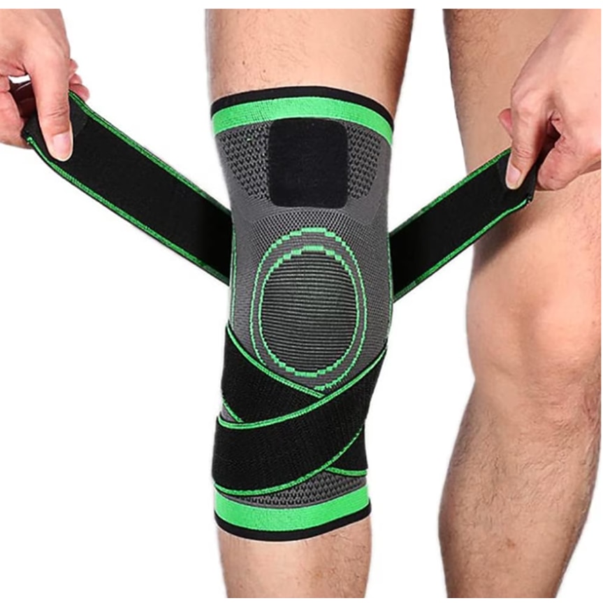 Genunchiera elastica ajustabila pentru dureri articulare Negru/Verde ...