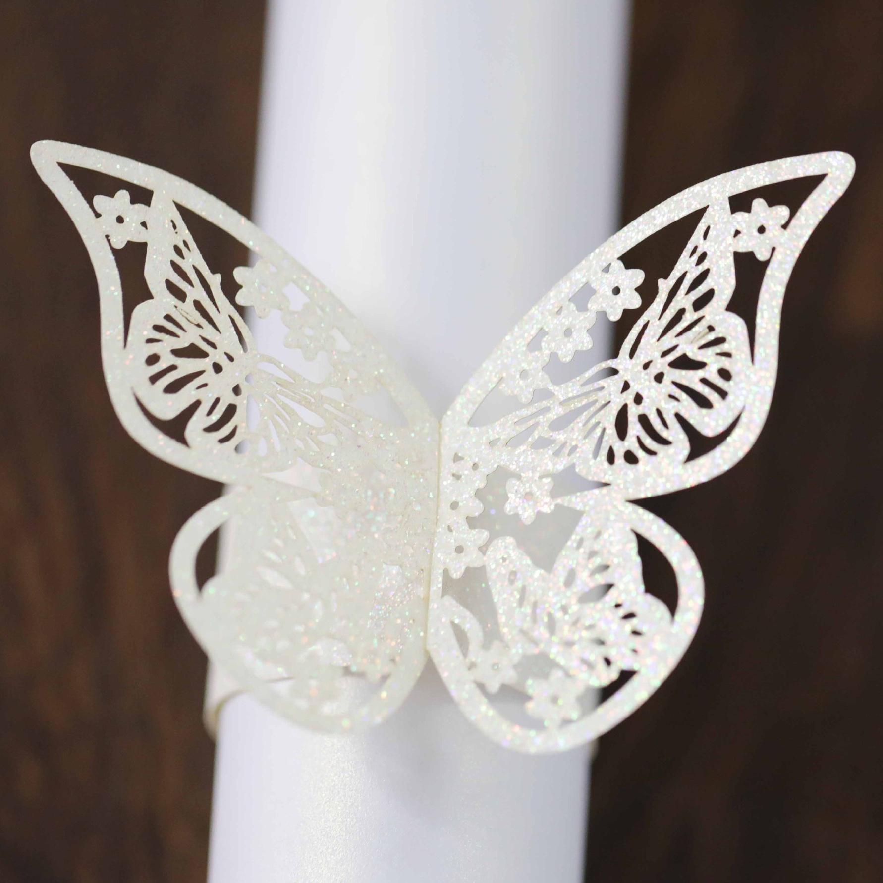 Set 50 inele de servetel tip fluture, Hartie, Alb - eMAG.ro