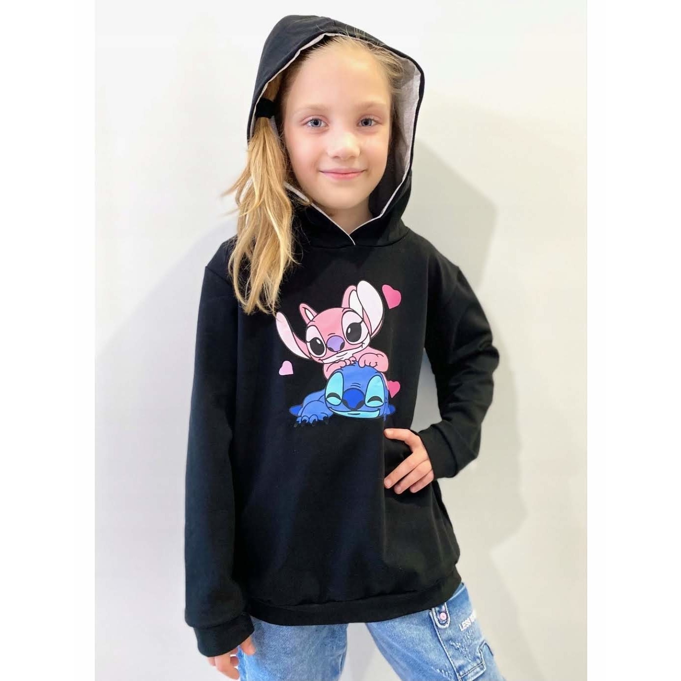 Hanorac pentru fete Lilo and Stitch, negru, bumbac, 10 ani - eMAG.ro