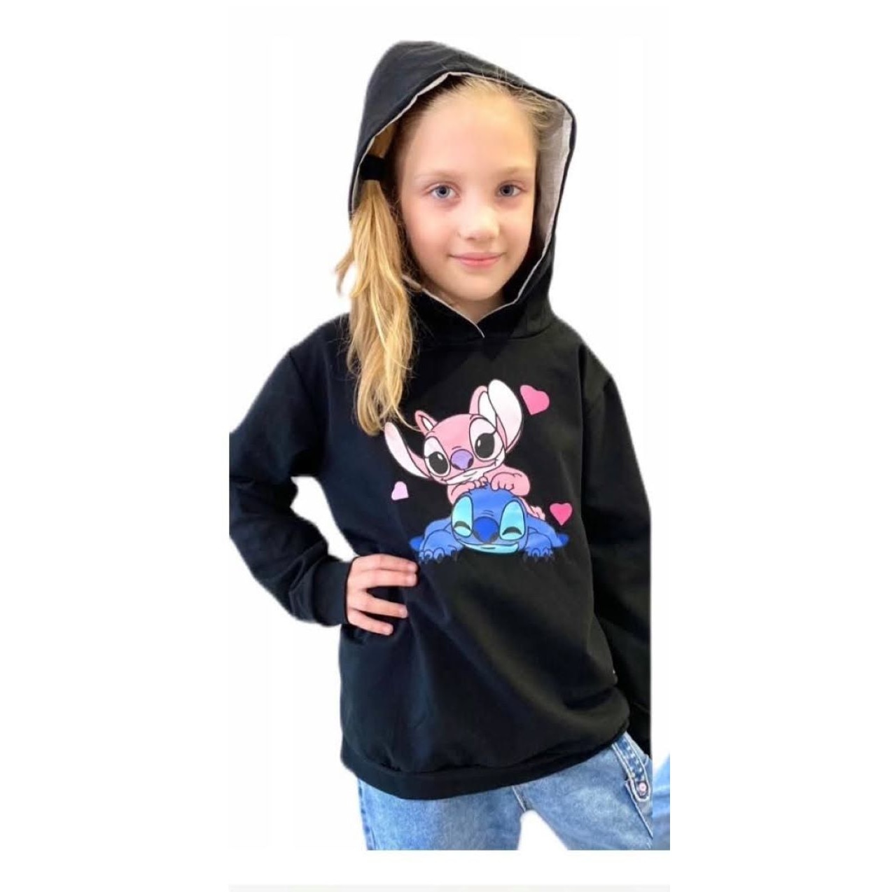 Hanorac pentru fete Lilo and Stitch, negru, bumbac, 12 ani - eMAG.ro