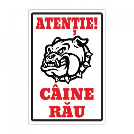 Indicator atentionare, Caine rau !, placuta PVC 4mm, 30x40 cm - eMAG.ro