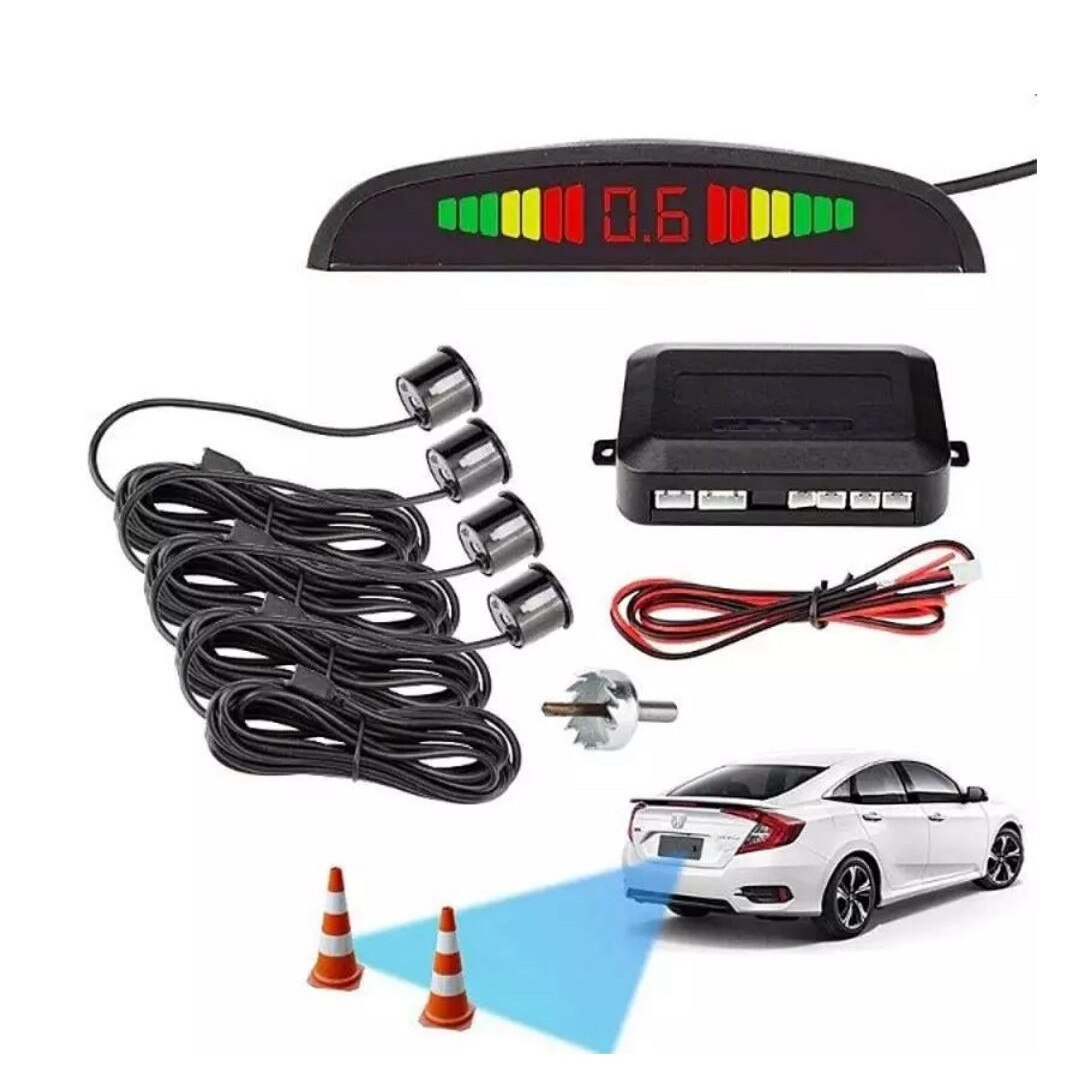 Set 4 Senzori de Parcare Auto display LED cu Avertizare Sonora si ...