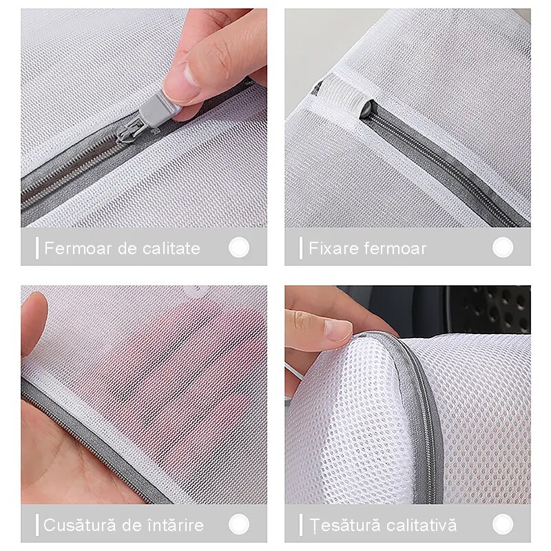 Set 6 saculeti rufe, poliester, QuTek, dimensiuni multiple, fermoar ...