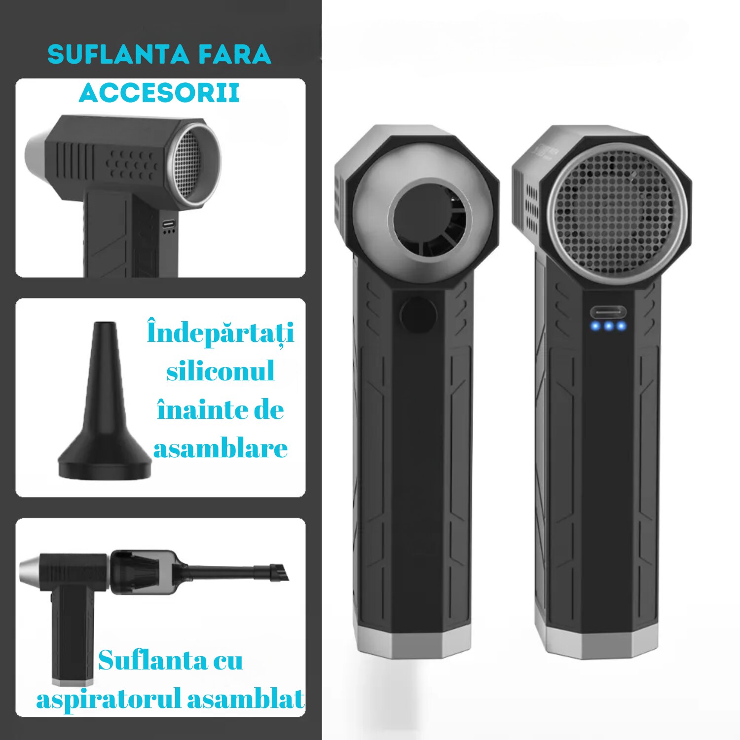 Suflanta Aer Portabila pentru Gratar, Auto si PC, Indepartare Frunze ...