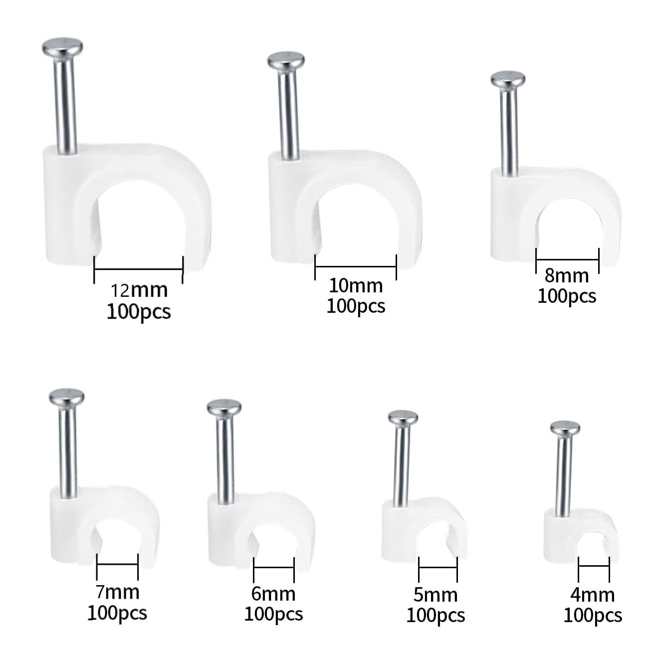 Set 700 bucati cleme cablu 4mm, 5mm, 6mm, 7mm, 8mm, 10mm, 12mm, cui de ...