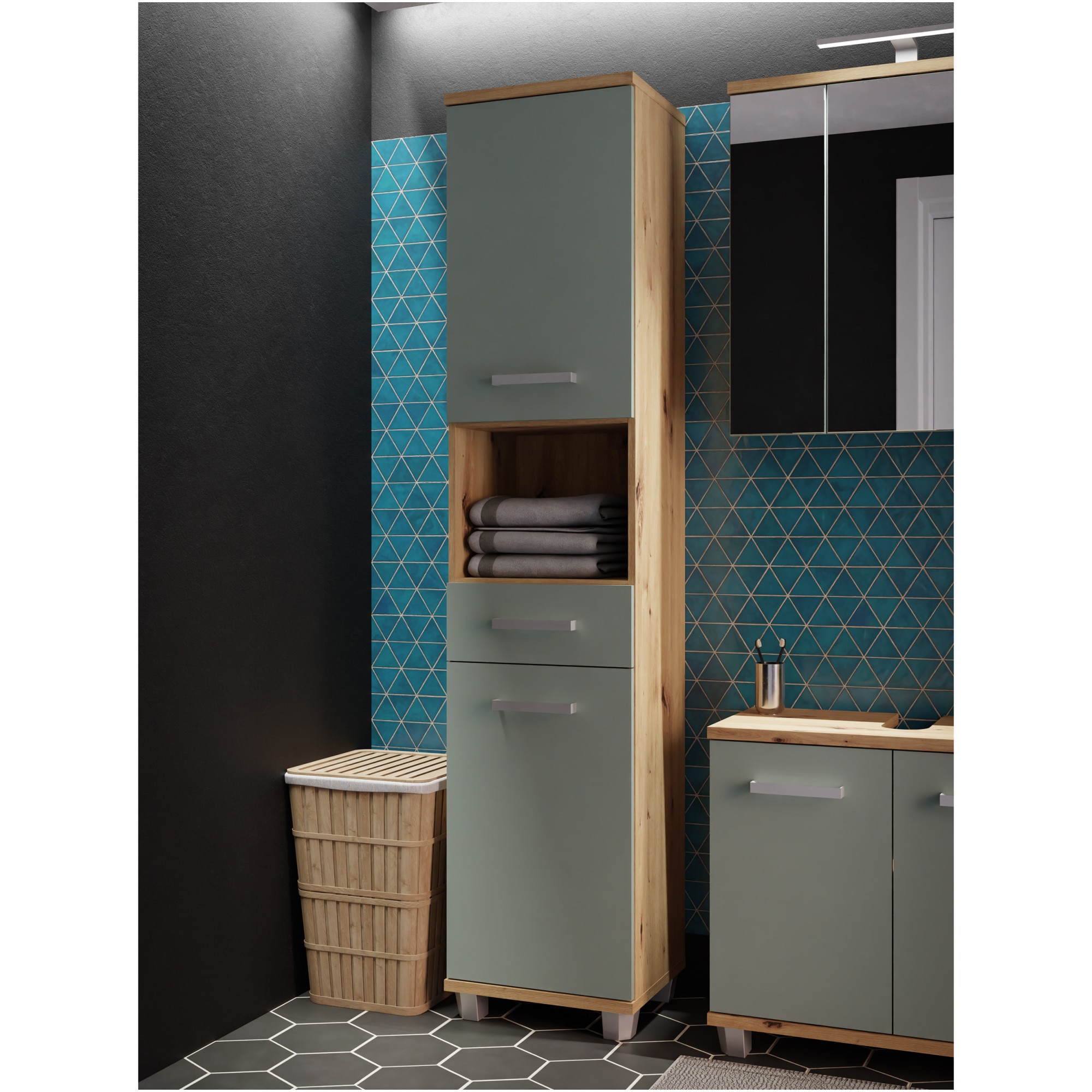 Dulap soldat baie Forte Veris, 2 usi+1 sertar, manere metal, 40.2x 34 ...