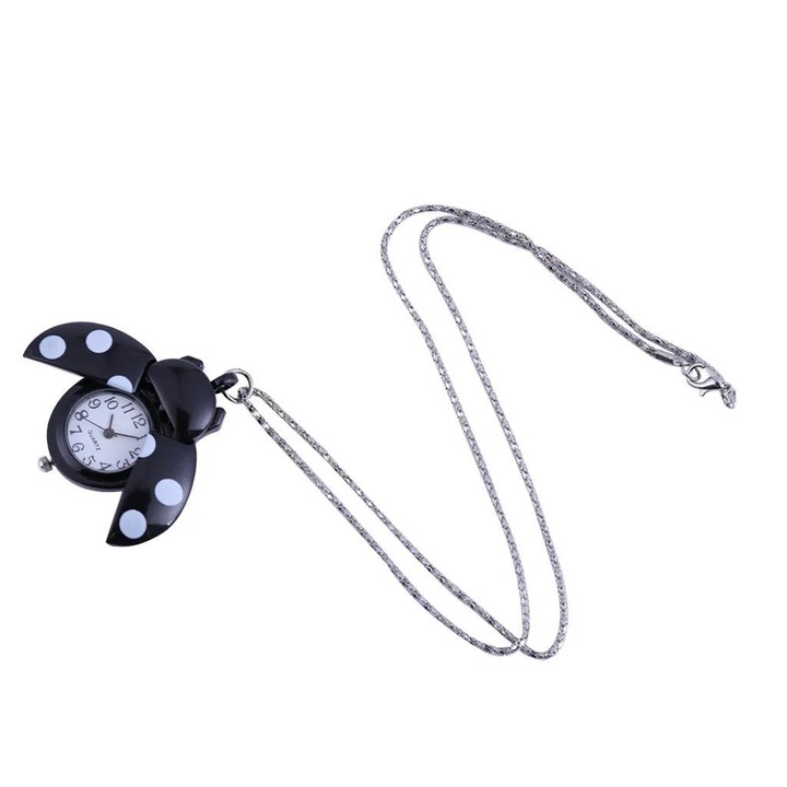 Pandantiv cu ceas functional, negru, buburuza, Nilex - eMAG.ro