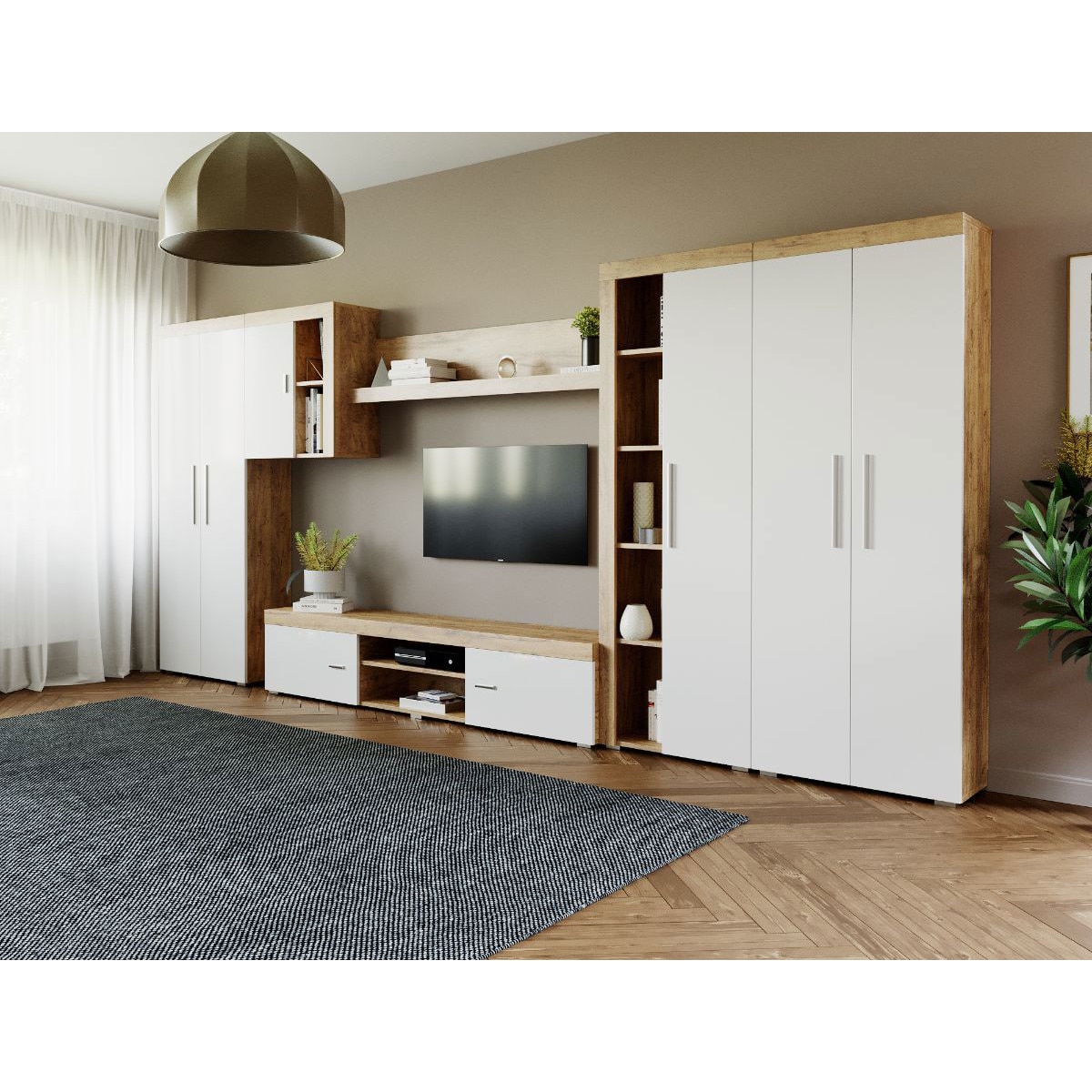 Set Mobila sufragerie, Milan C1 Duo, Stejar Auriu, L 394.2 x A 35.2 x H ...
