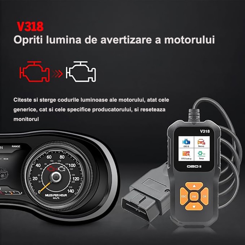 Tester Diagnoza Auto, OBD2, Citire/ Stergere coduri de eroare, Ecran ...
