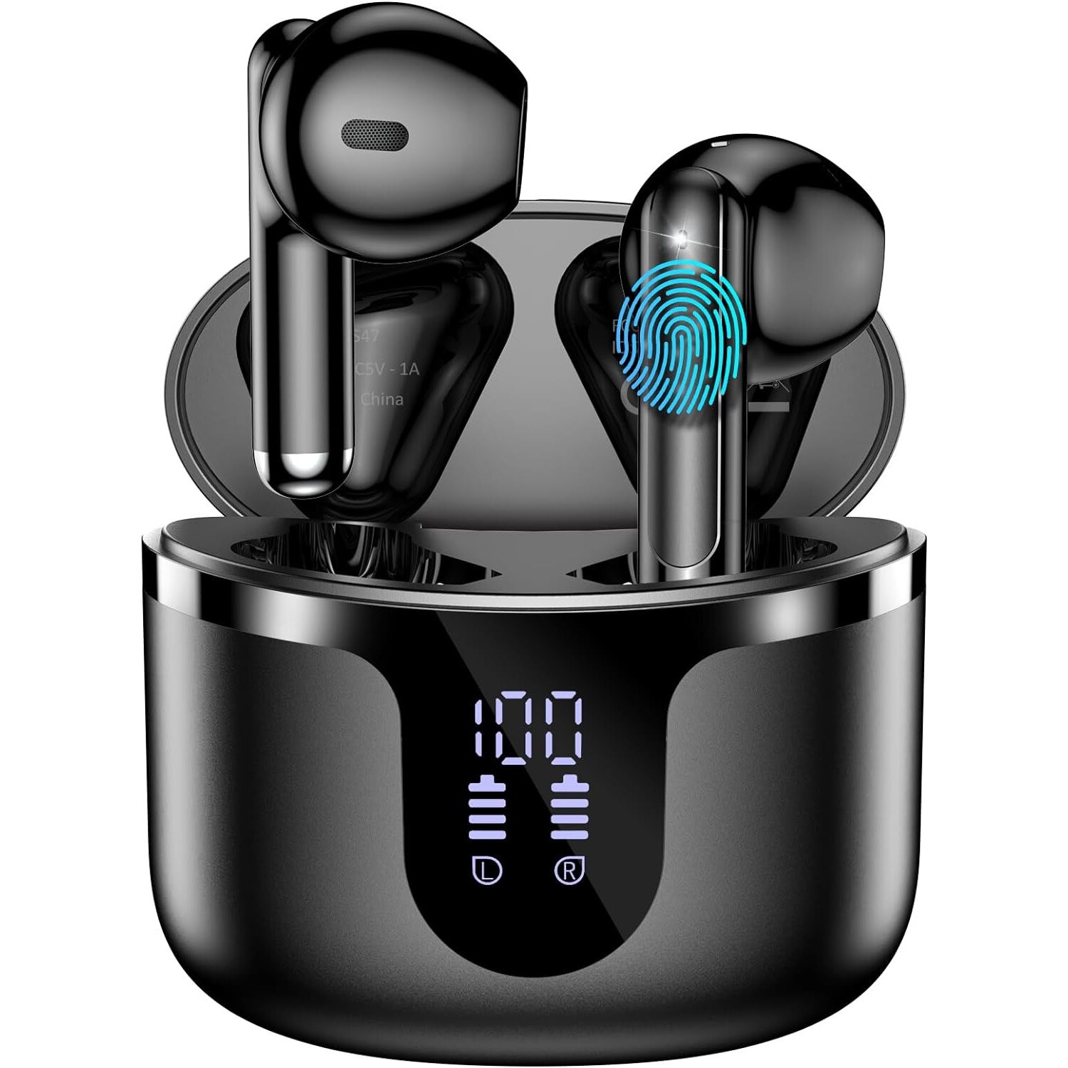 Casti wireless audio, Techmoon®, fara fir, Bluetooth 5.3, Afisaj ...