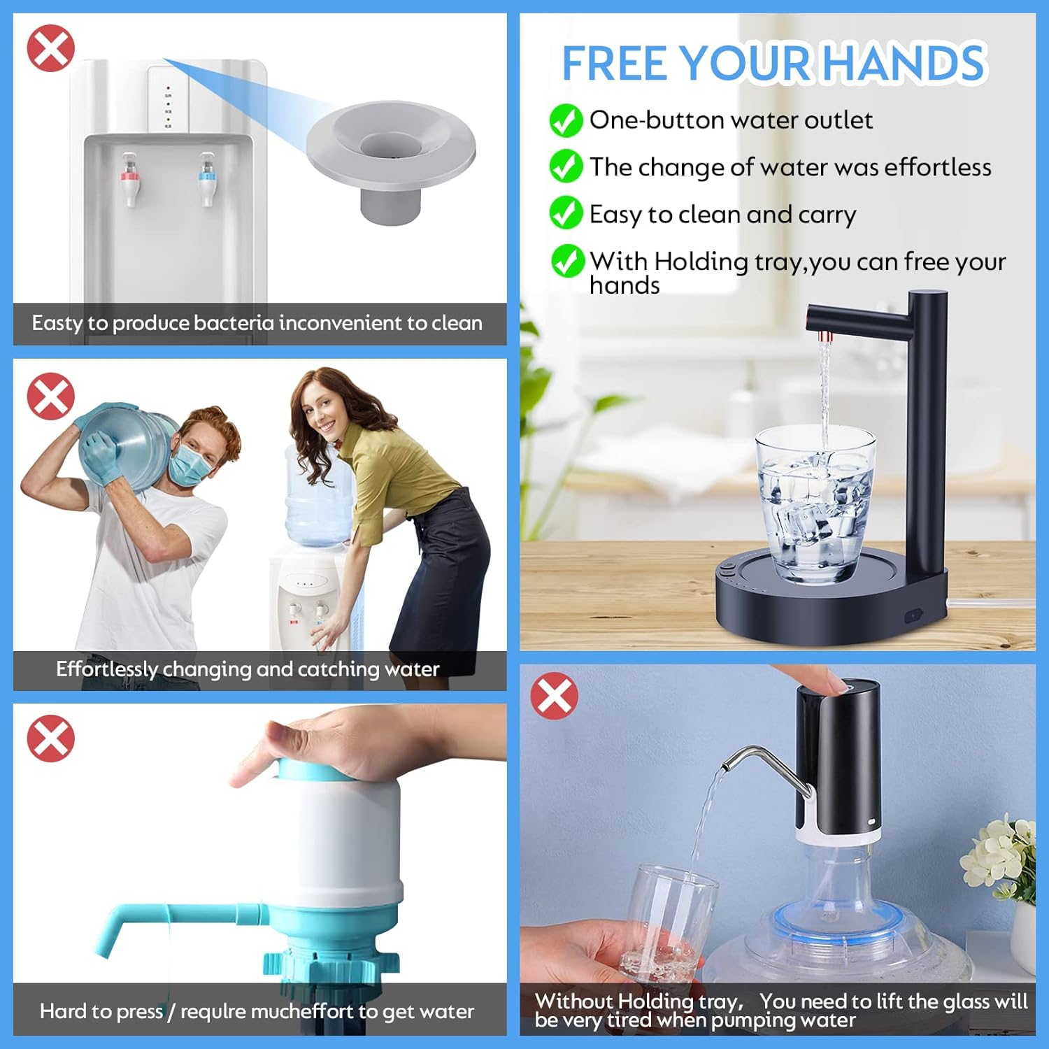 Distribuitor de apa pentru birou, Excitat®, pompa electrica, 7 moduri ...