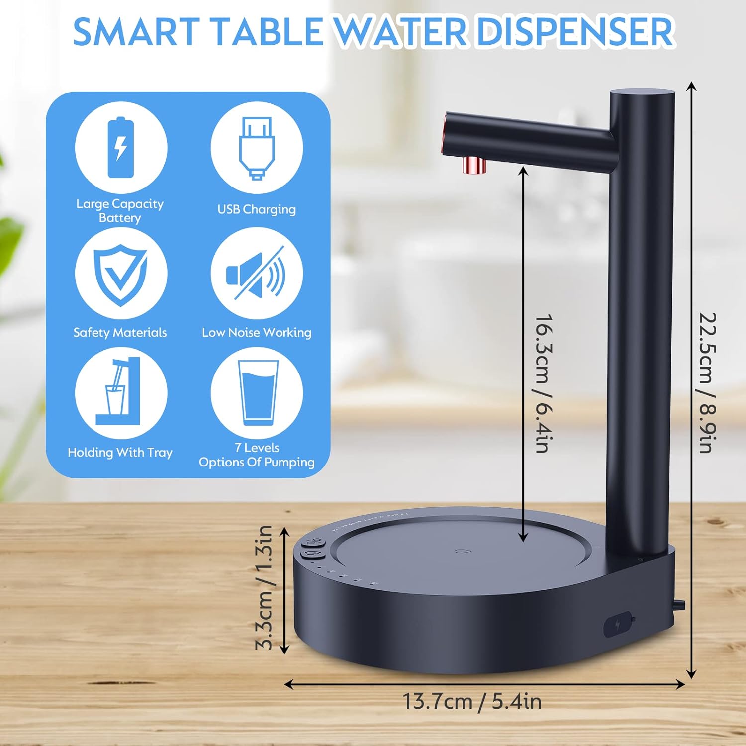Distribuitor de apa pentru birou, Excitat®, pompa electrica, 7 moduri ...