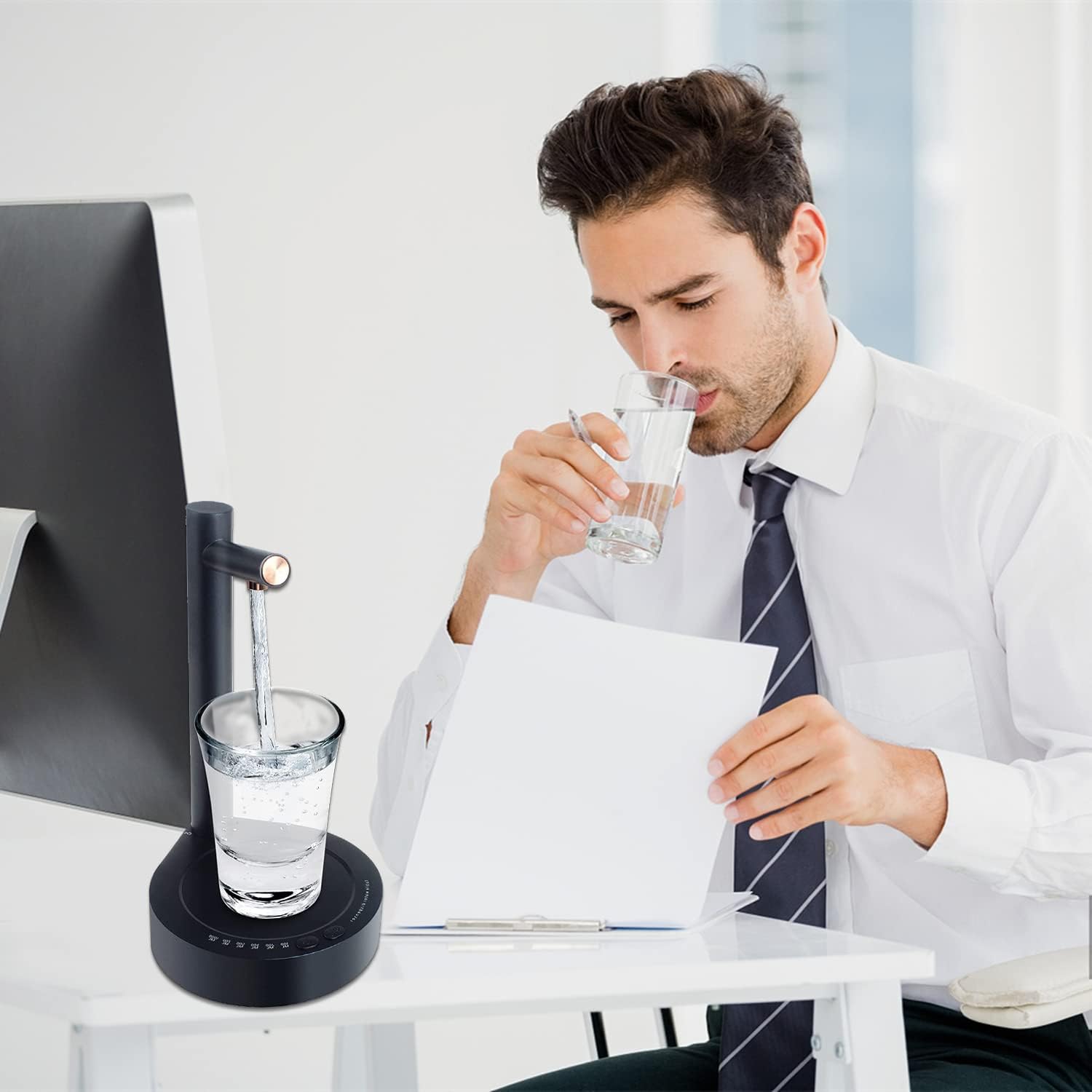 Distribuitor de apa pentru birou, Excitat®, pompa electrica, 7 moduri ...